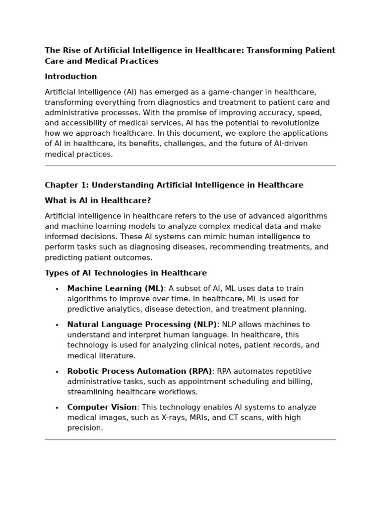 The Rise of Artificial Intelligence in Healthcare | PDF | Artificial ...