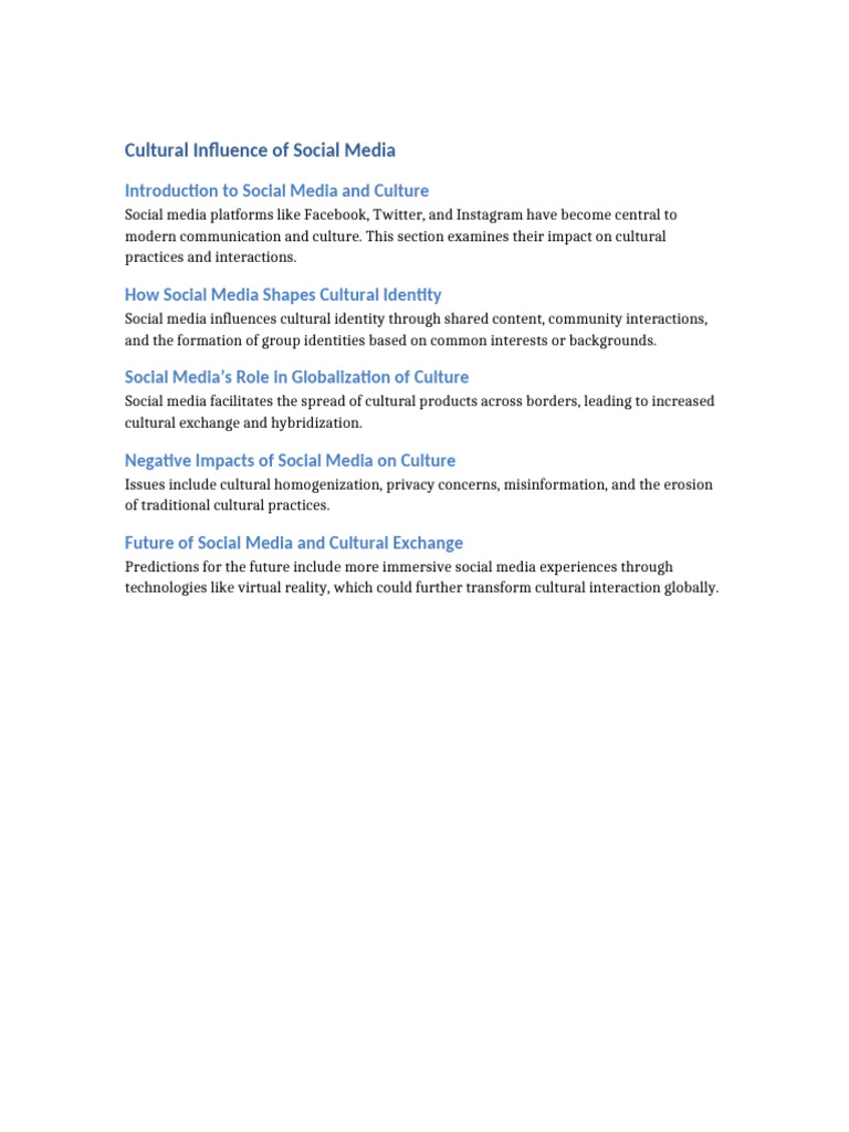 Cultural Influence of Social Media | PDF