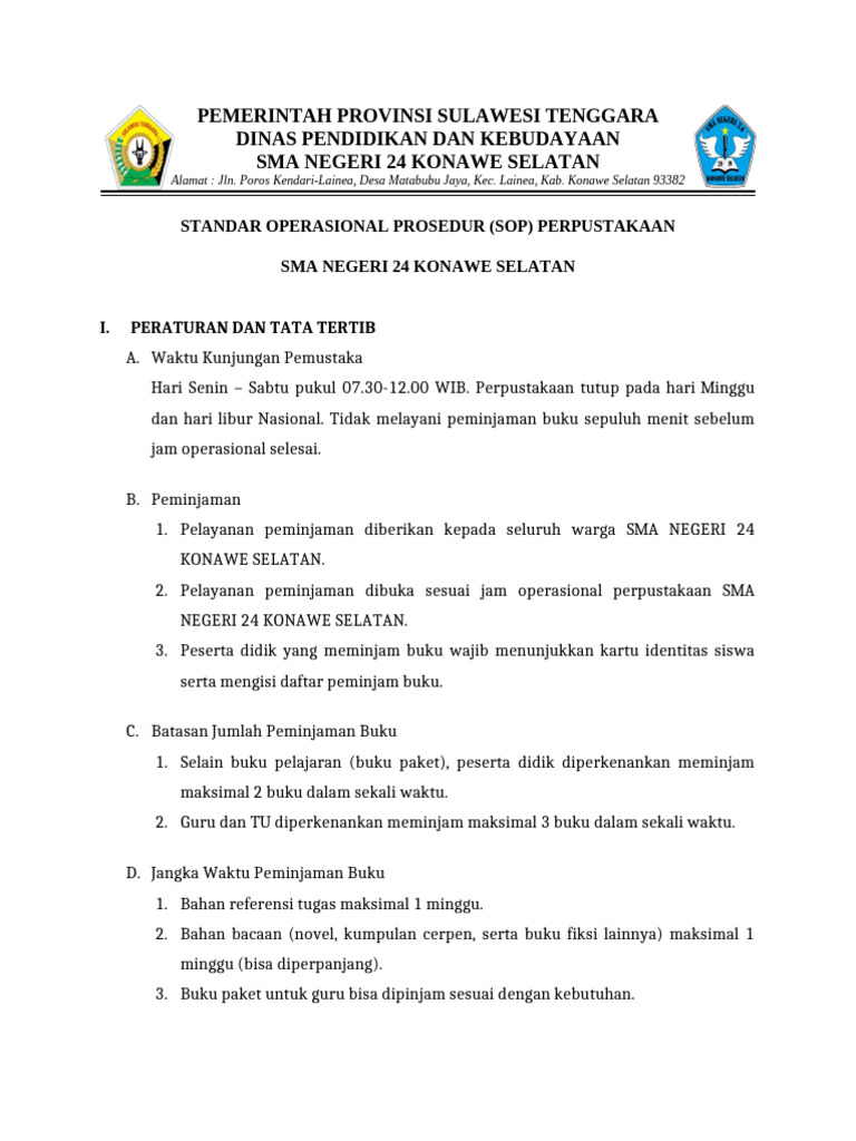 Sop Perpustakaan | PDF