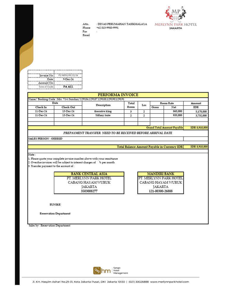 PERFORMA INVOICE Mrs Vivi | PDF