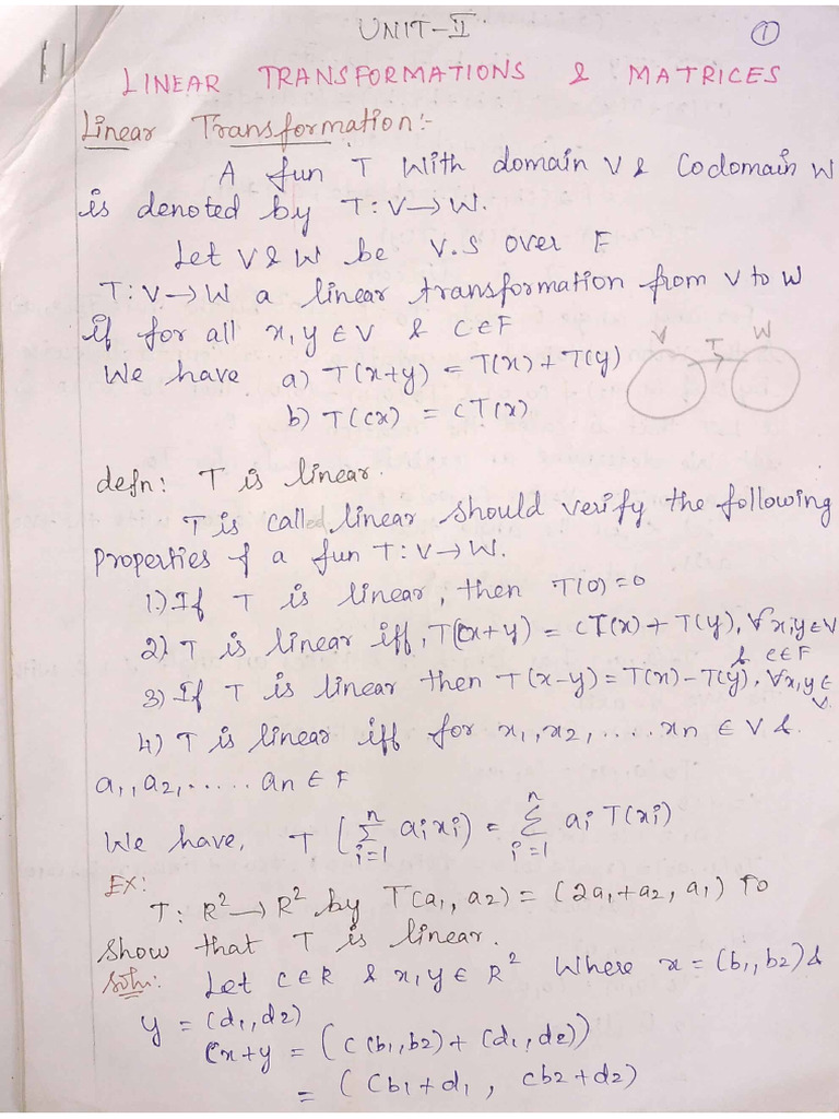 Linear Algebra Unit 2 | PDF