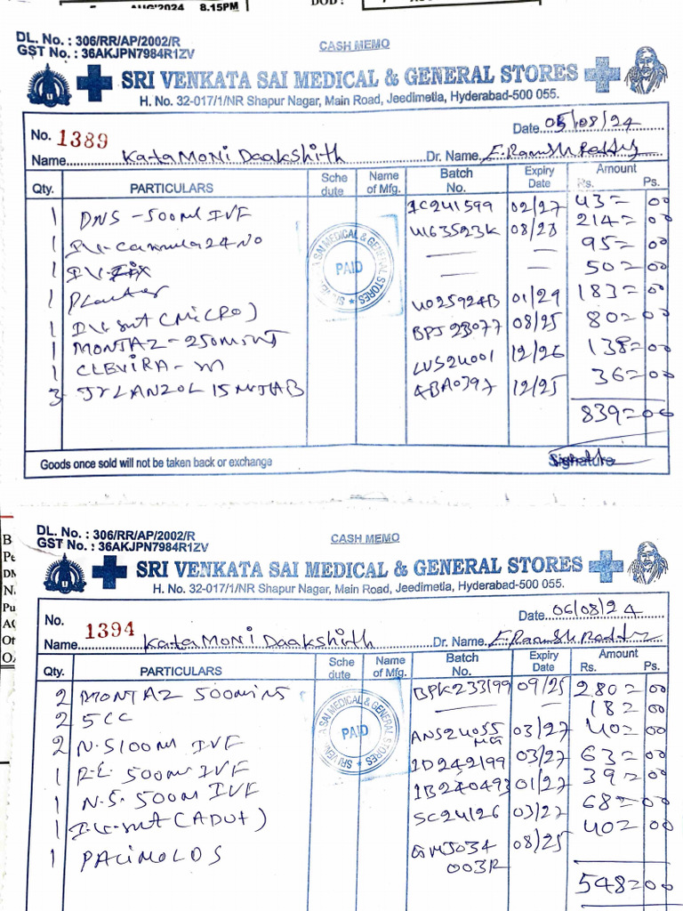 Medicine Bills | PDF