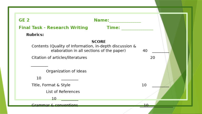 Rubrics Research Paper Dec2023 | PDF