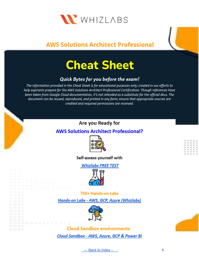 Cheat Sheet AWS Solutions Architect Professional | PDF | Amazon Web Services | Apache Spark