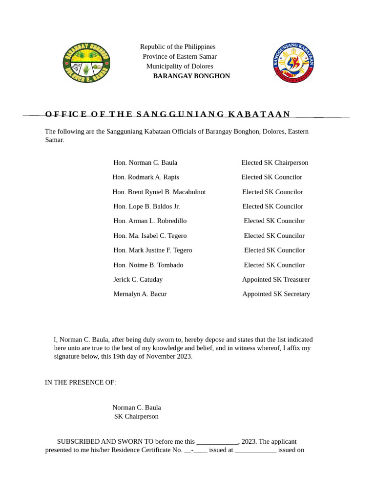 Official List of SK Members | PDF