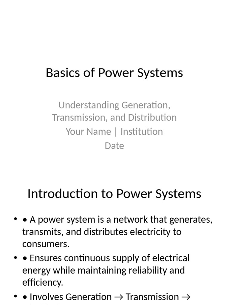 Basics of Power Systems | PDF | Electric Power Transmission | Electric ...