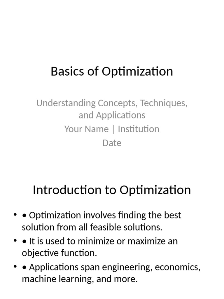 Basics of Optimization | PDF | Mathematical Optimization | Linear Programming