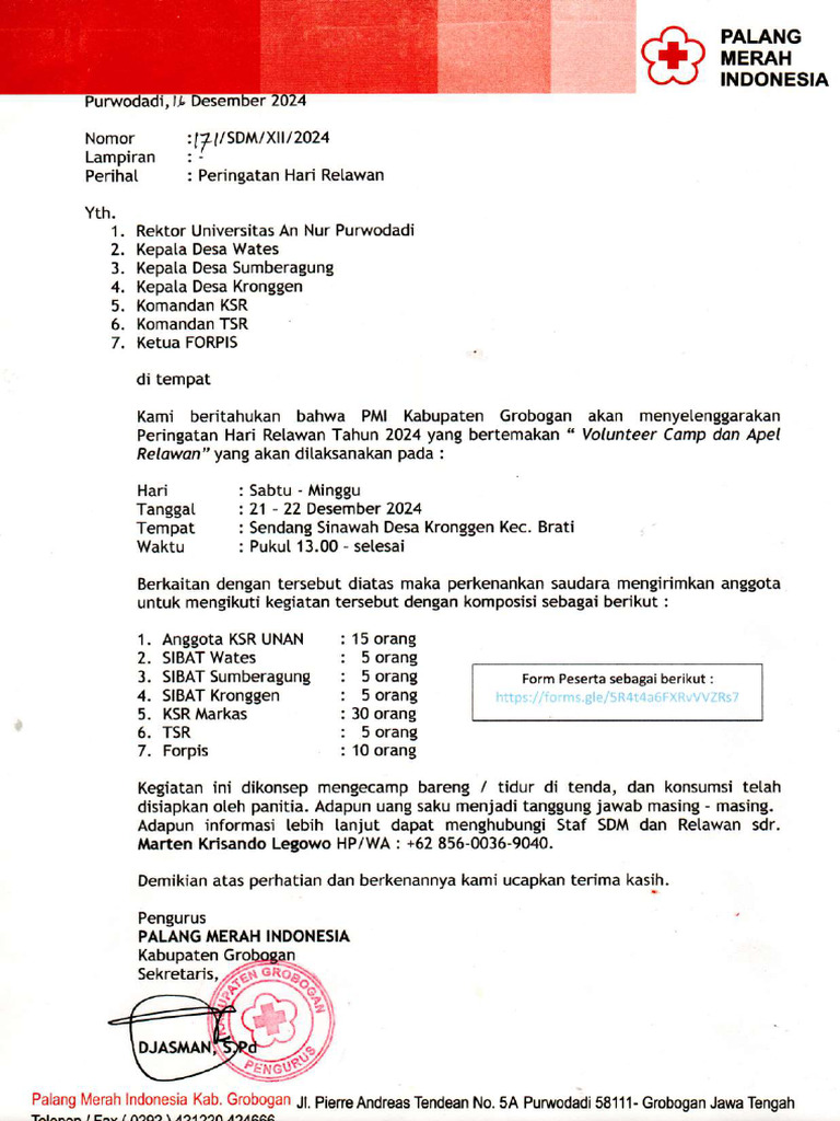 Undangan Peringatan Hari Relawan | PDF