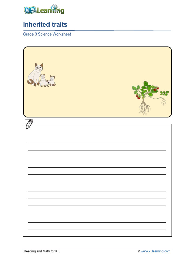 Inherited Traits Worksheet for Grade 3 | PDF