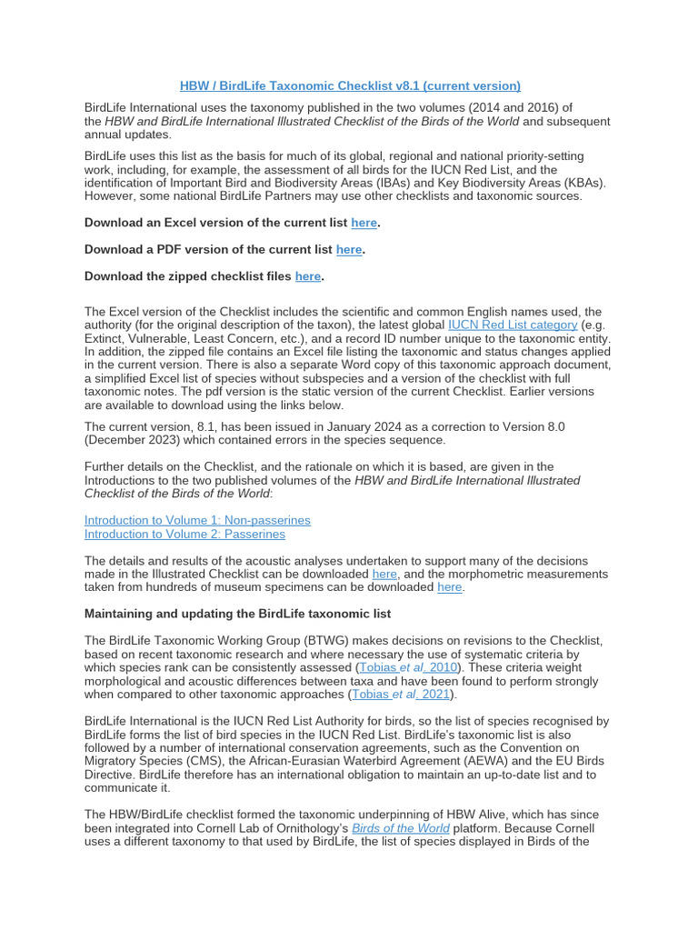 BirdLife's Taxonomic Approach 2024 | PDF | Taxonomy (Biology) | Species