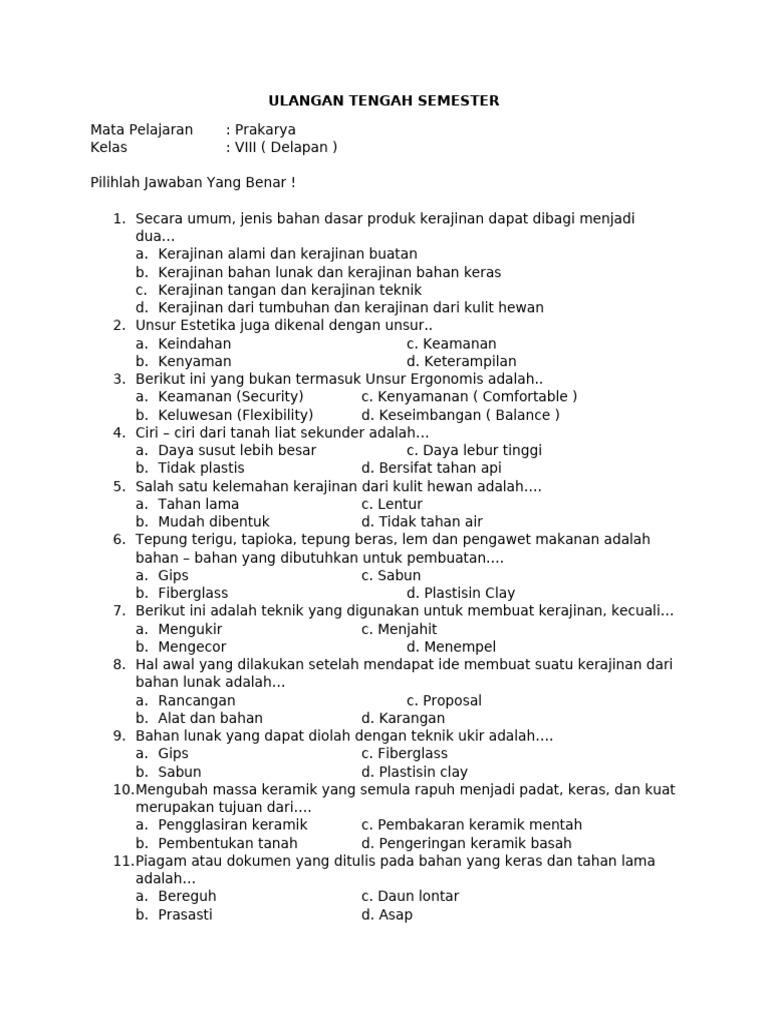 Uts 1 Prakarya | PDF