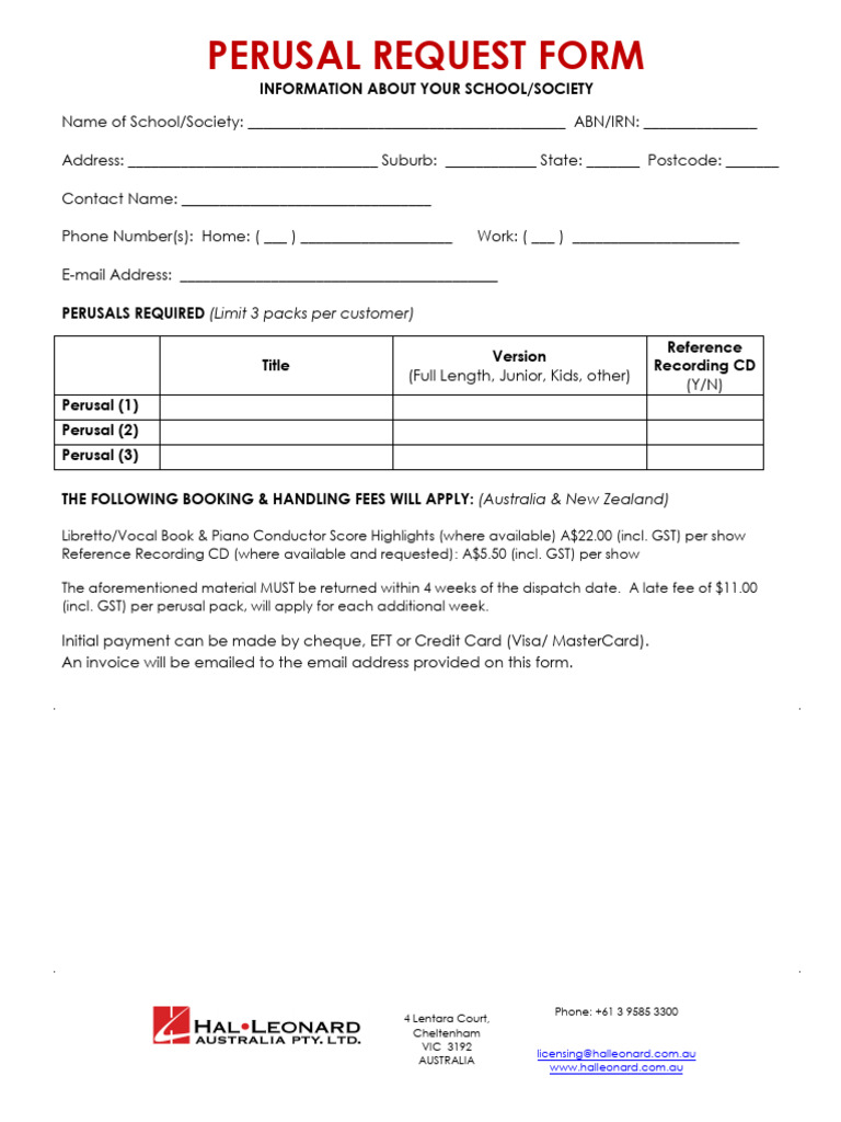 Perusal Request Form 2023 | PDF