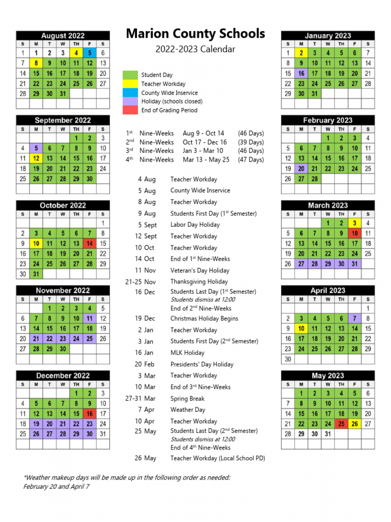 Visual_Calendar__2022_-_2023_ | PDF | Academic Term | Observances