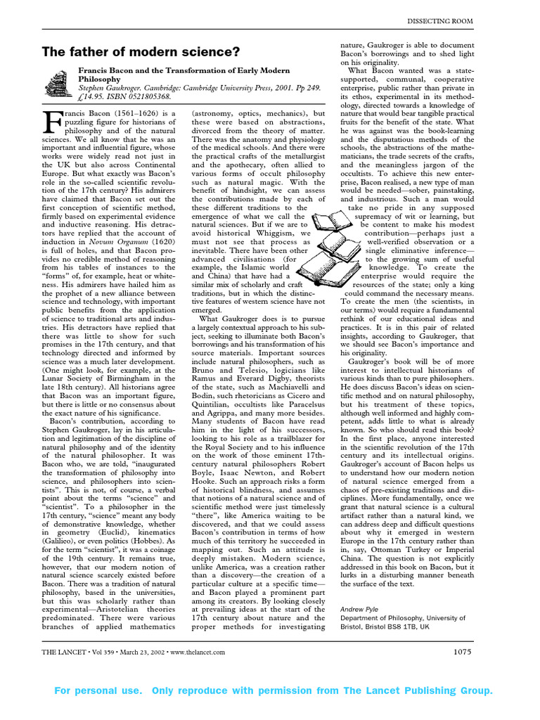 Francis Bacon's Role in Scientific Revolution | PDF | Science | Natural ...