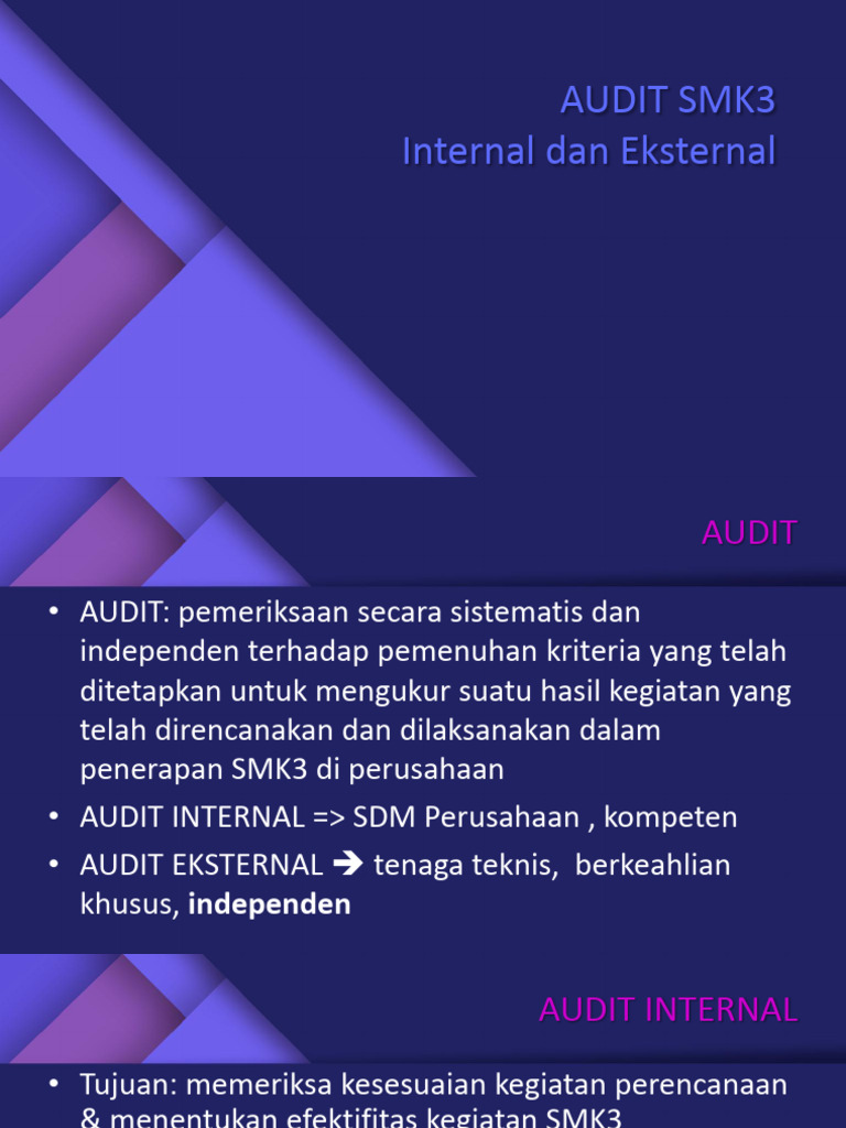 AUDIT SMK3 Internal dan Eksternal | PDF