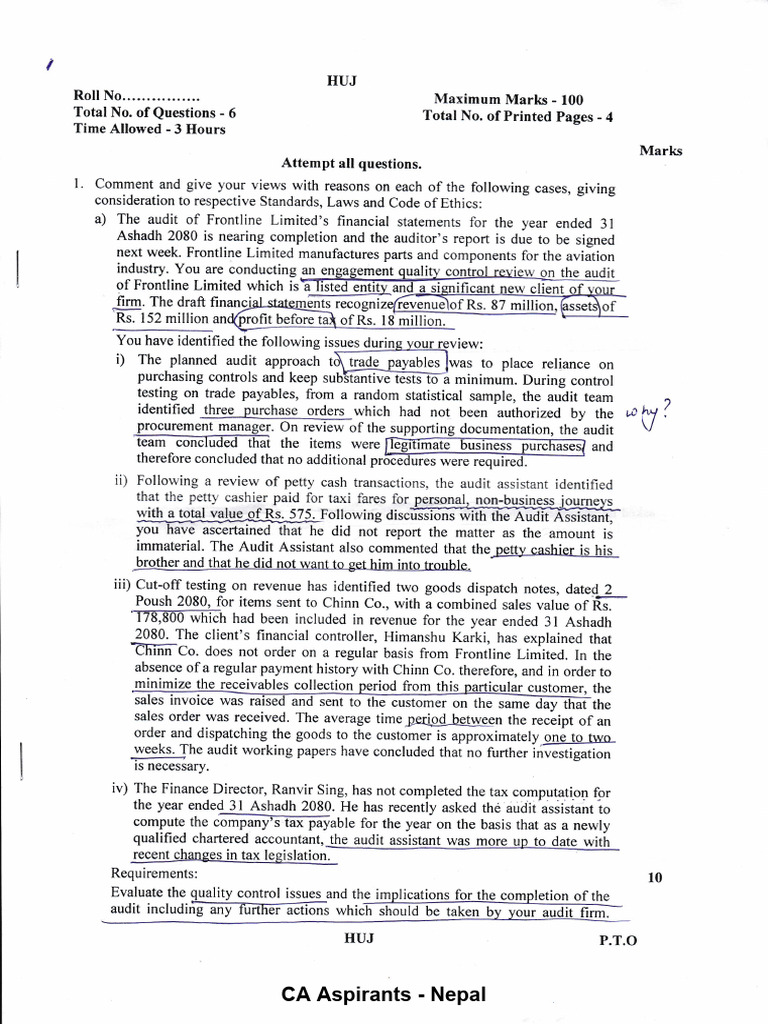 Audit QP (1) | PDF | Audit | Going Concern