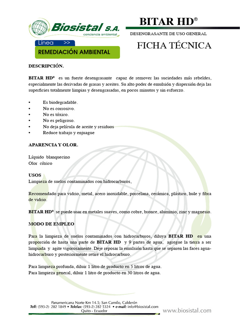 Ficha Tecnica Bitar | PDF