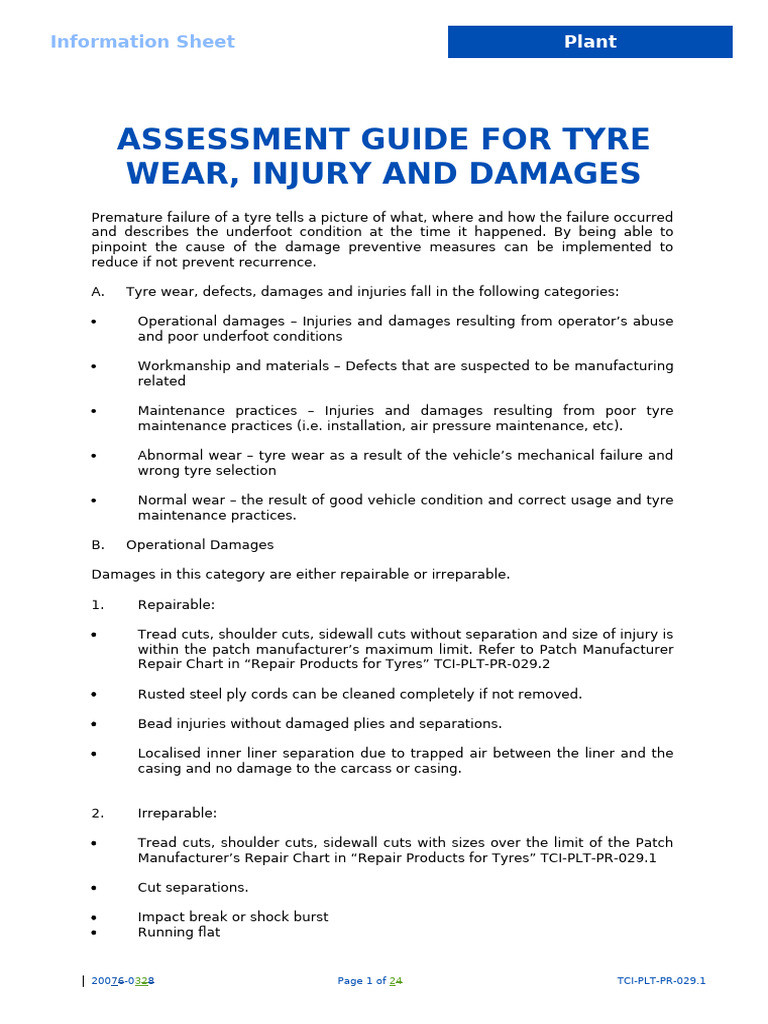 Tyre Damage Assessment Guide | PDF | Tire | Mechanical Engineering