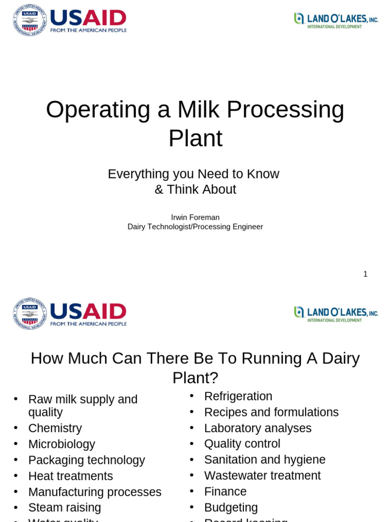Operating a Milk Processing Plant Guide | PDF | Milk | Dairy