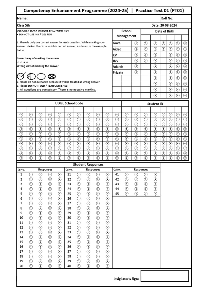 CEP PT 01 CLASS 5th 20-08-2024 | PDF