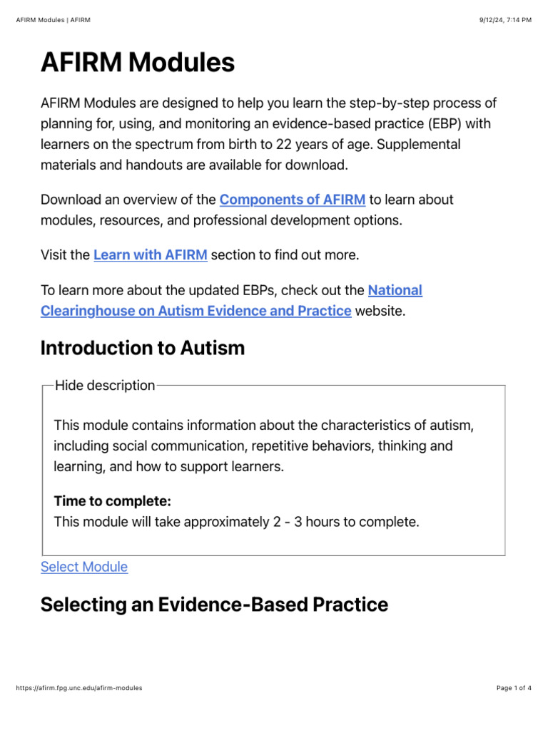 AFIRM Modules - AFIRM | PDF | Learning | Behavior Modification