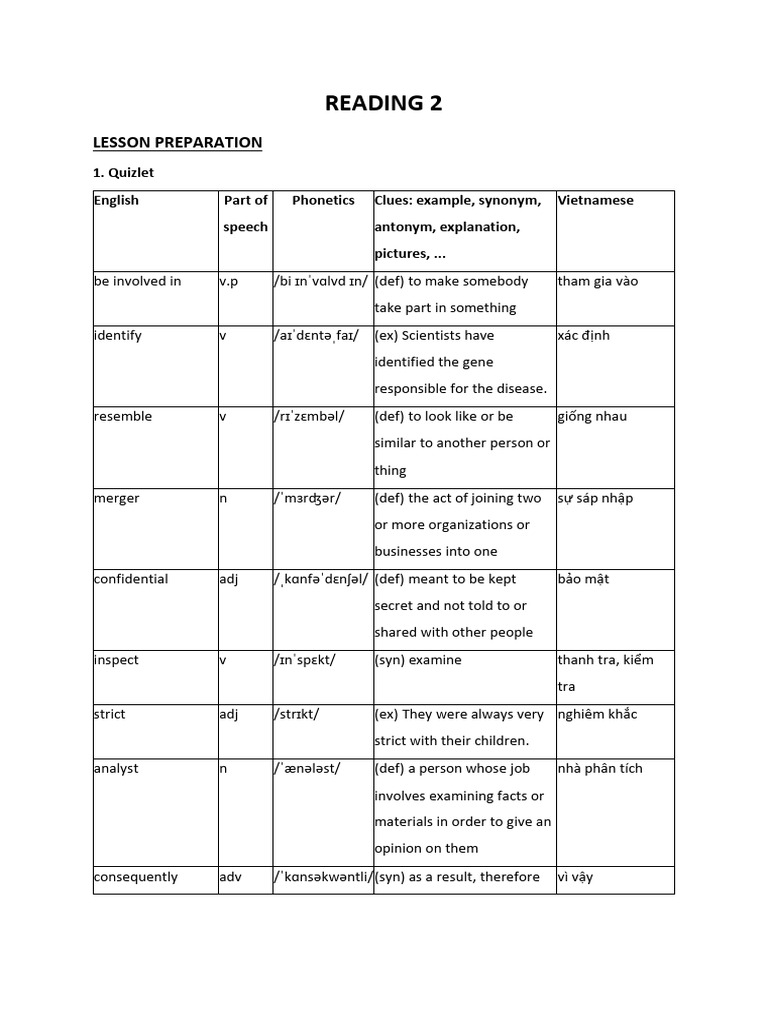 Key - Reading 2 | PDF