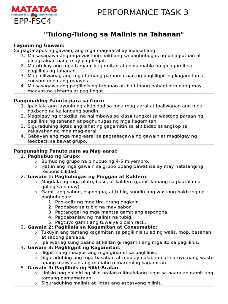 Epp-Fsc 4 - Performance Task 3 | PDF