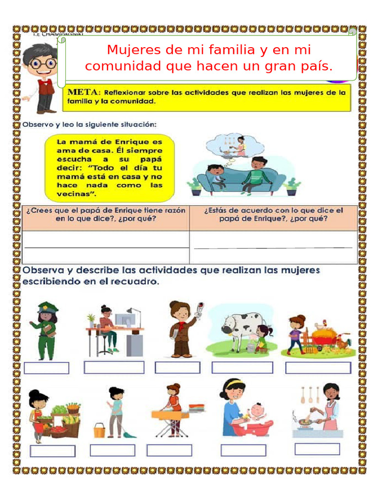 Fichas Mujeres de Mi Familia y Comunidad | PDF