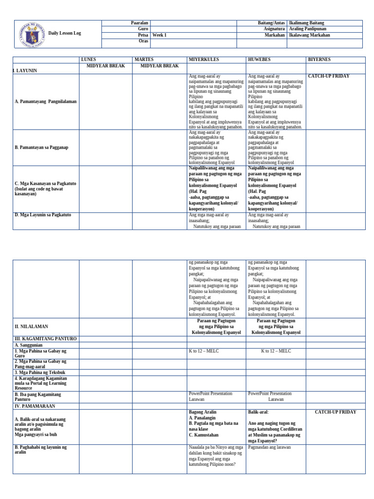 DLL Week 1-Q3 Ap | PDF