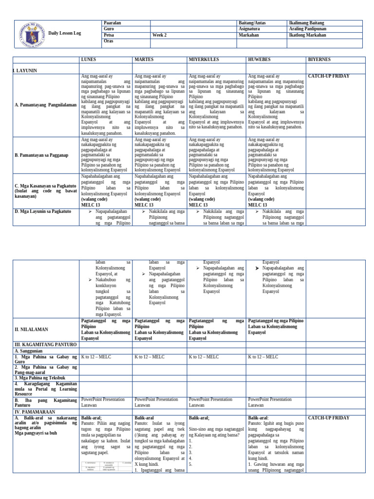 DLL Week 2-Q3 Ap | PDF