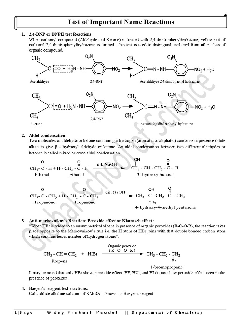 Key Organic Reactions for Class 12 | PDF | Amine | Aldehyde