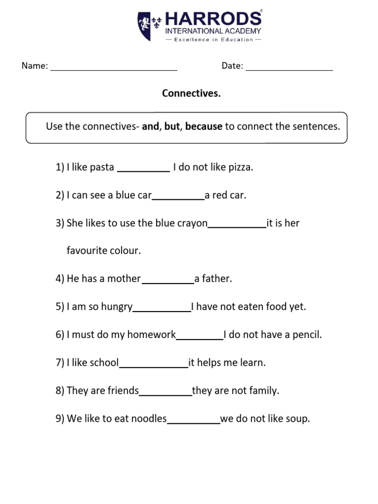 Choose the correct connectives Worksheet 1 | PDF
