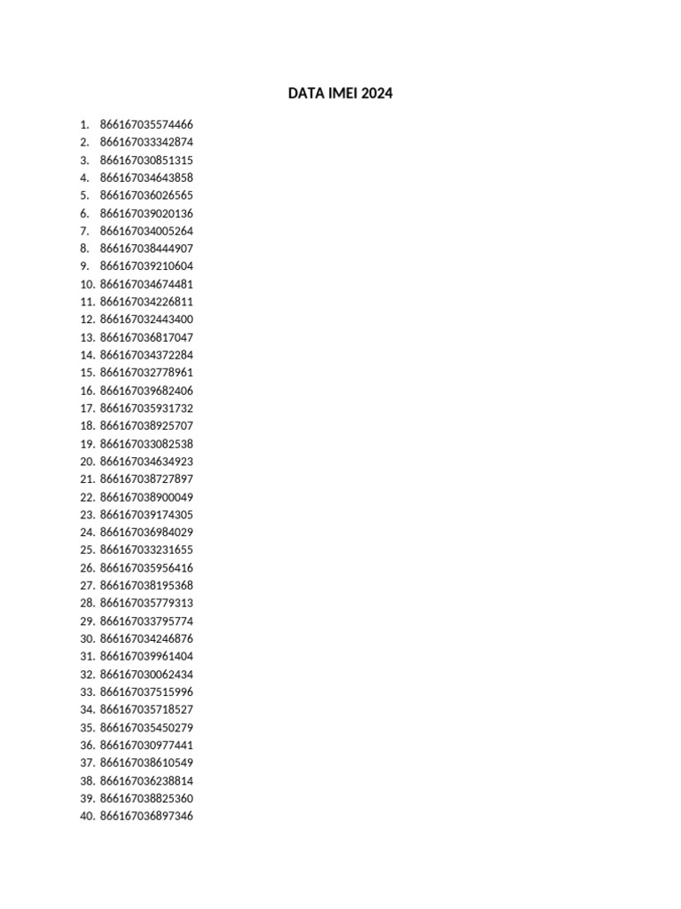 IMEI Data List for 2024 | PDF
