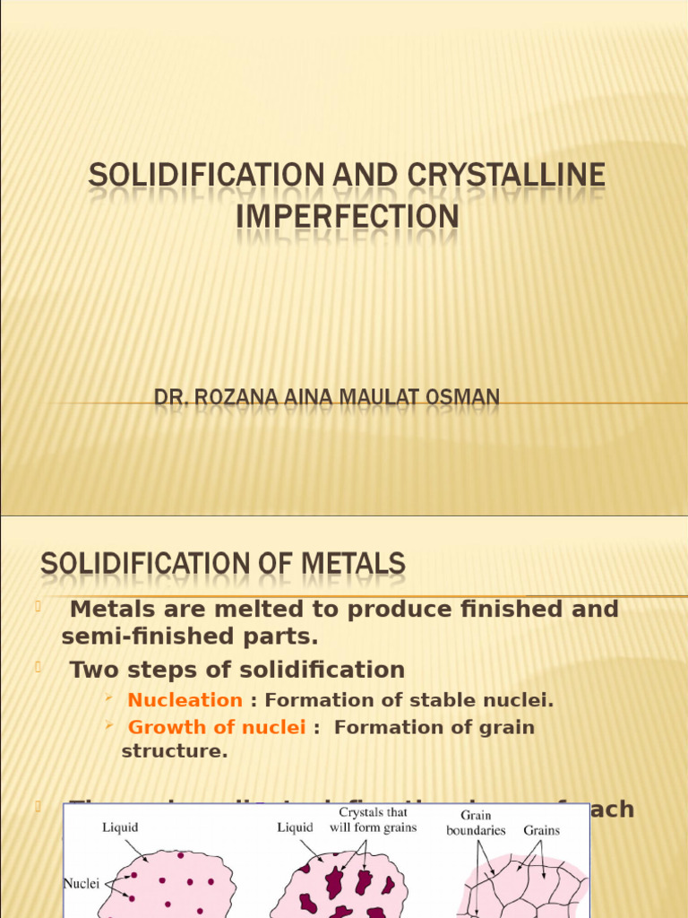 L4 - Solidification and Crystalline Imperfection | PDF | Dislocation | Crystallite