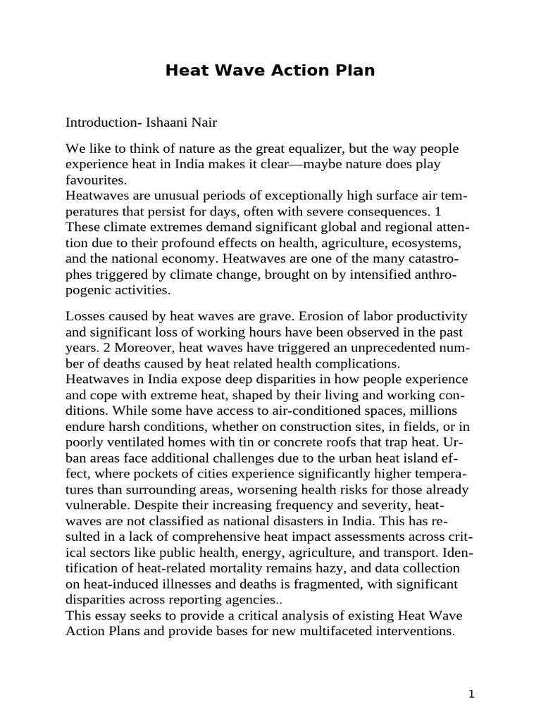 Heat Wave Action Plan (GE Assignment) 2 | PDF | Heat Wave | Climate ...