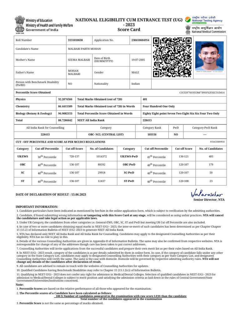 Scorecard | PDF | Qualifications | Tests