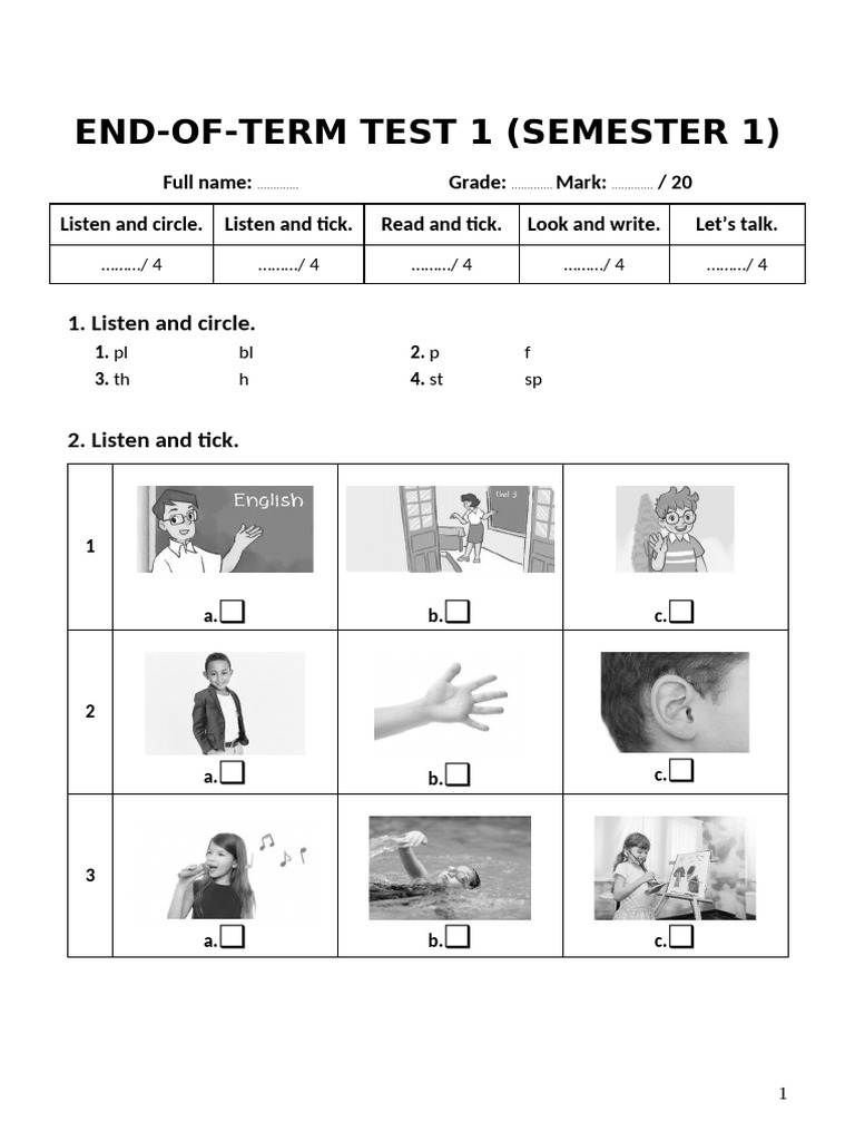 End-Of-Term Test 1 (Semester 1) | PDF | Human Communication | Learning