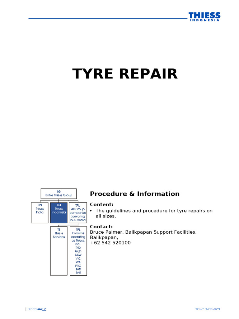 TCI-PLT-PR-029_Tyre_Repair | PDF | Tire | Concrete