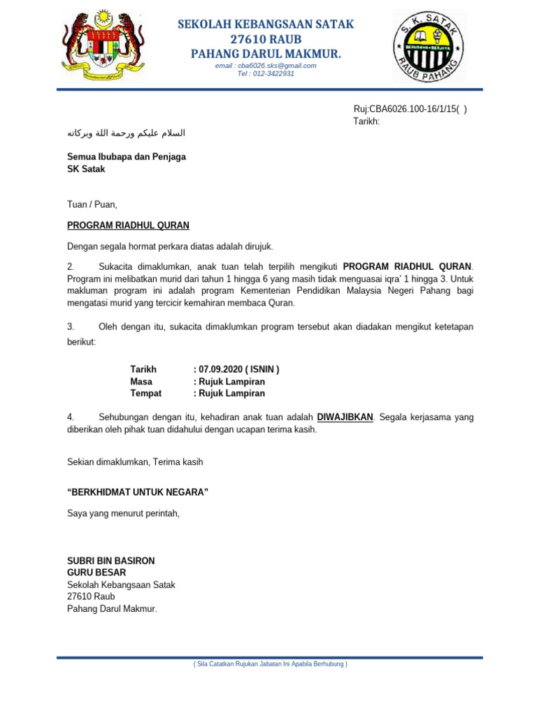 Surat Makluman | PDF