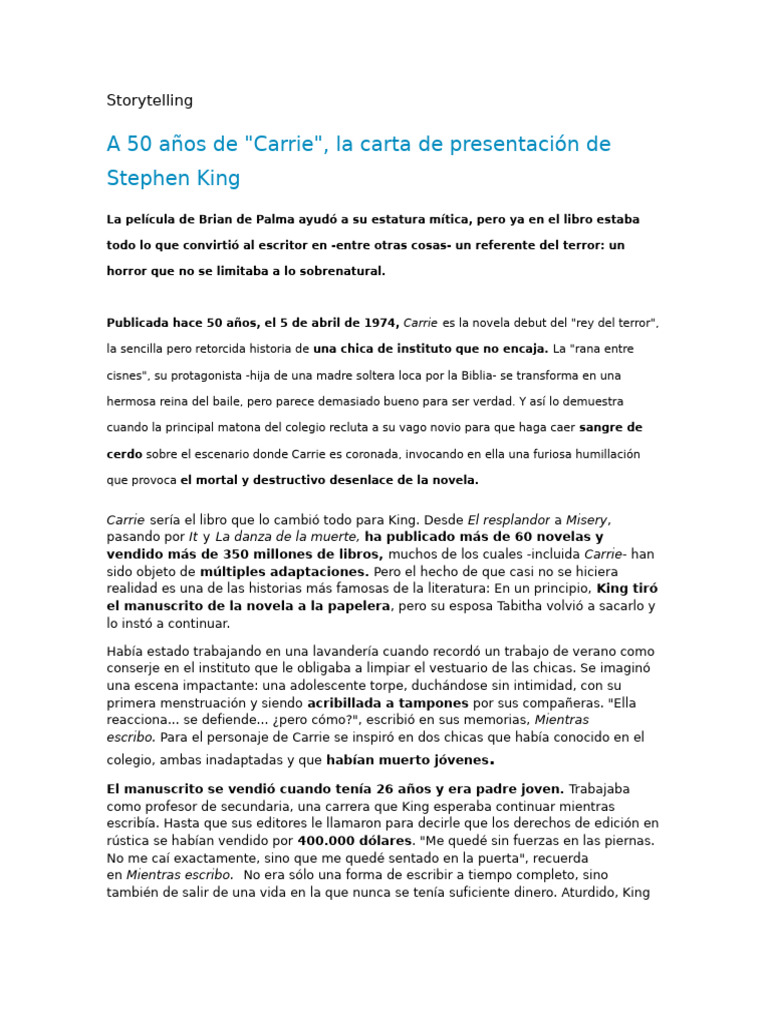 Stephen King Carrie | PDF | Stephen King