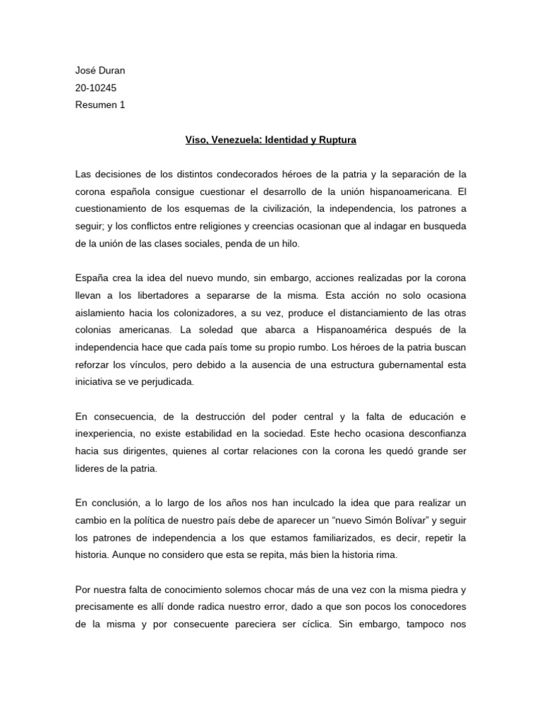 Resumen 1, Jose Duran. 20-10245 | PDF