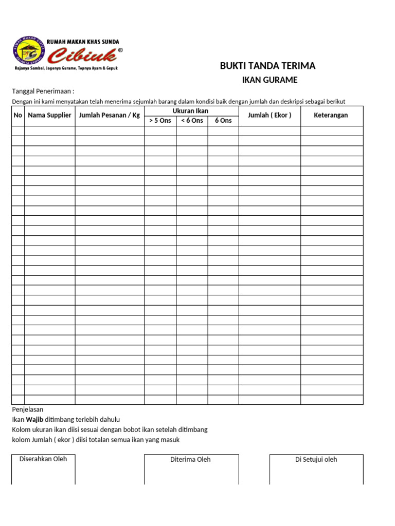 Form Penerimaan Barang | PDF