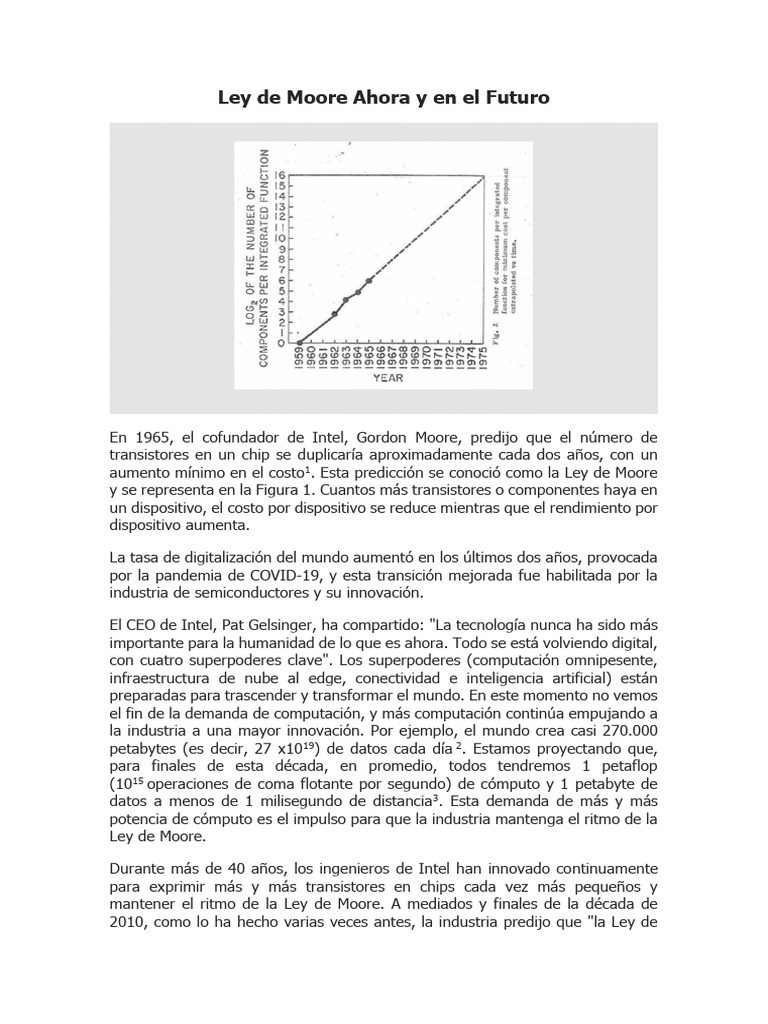 Ley de Moore Ahora y en El Futuro Intel | PDF | Circuito integrado | Intel