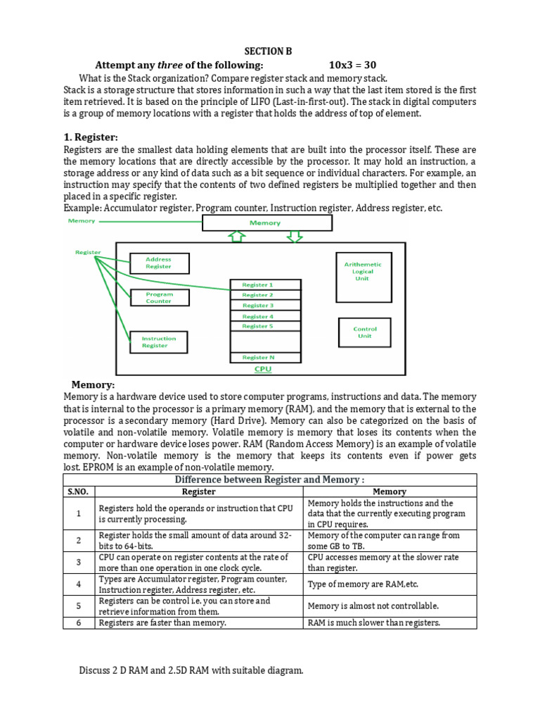 COA SECTION B SOLUTION | PDF | Random Access Memory | Computer Data Storage
