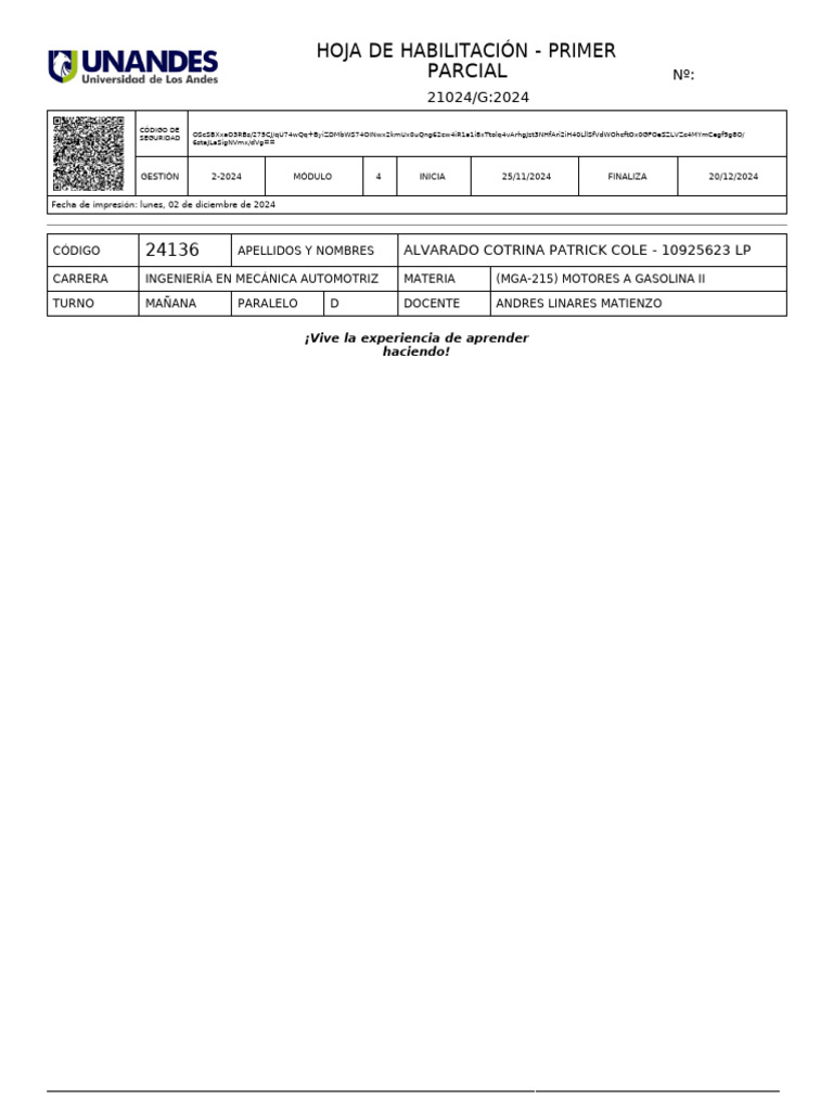 Hoja Examen 24336 02-12-2024 | PDF
