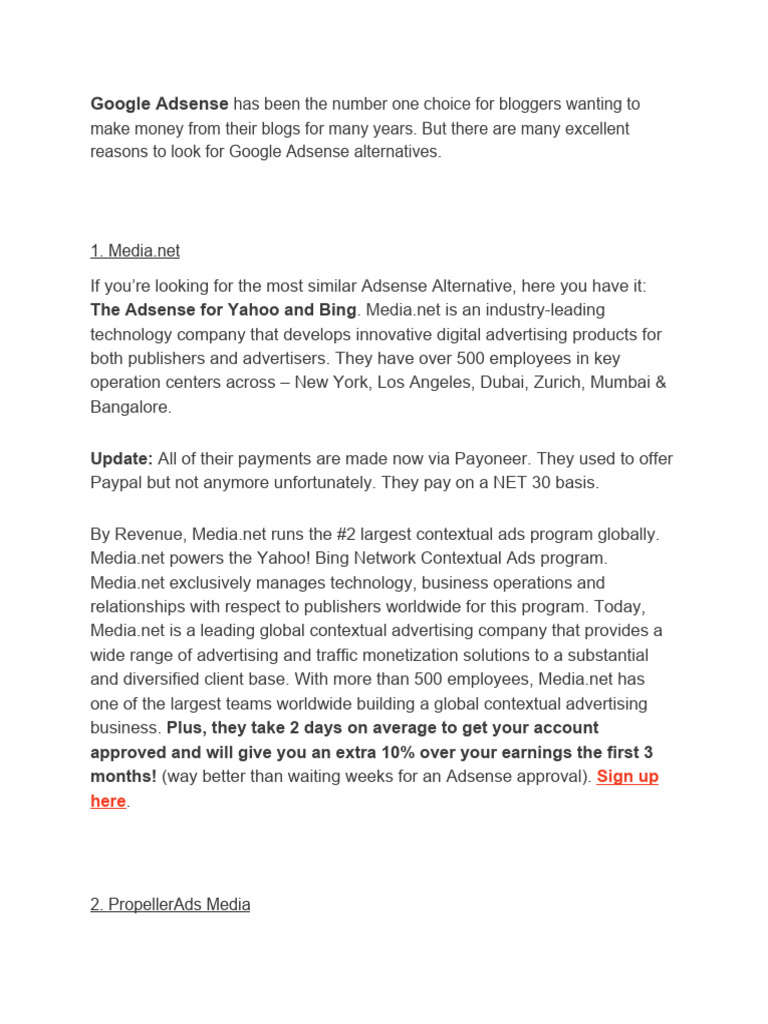 Top 5 Google Adsense Alternatives | PDF | Web 2.0 | Mass Media