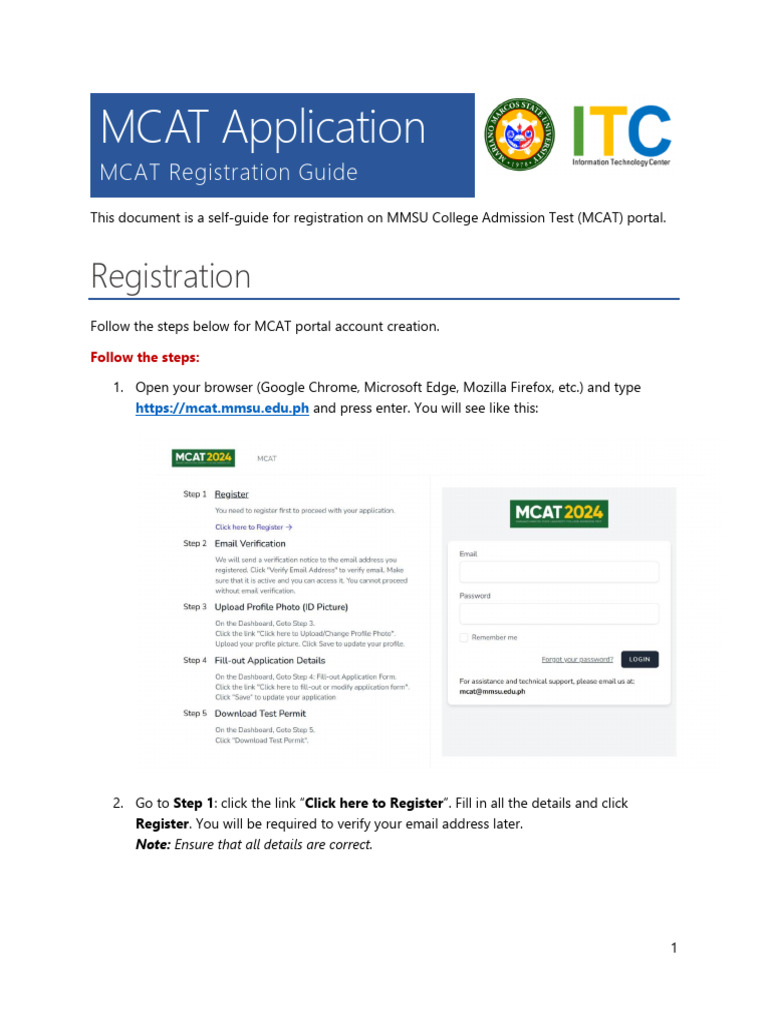 MCAT Registration Guide | PDF