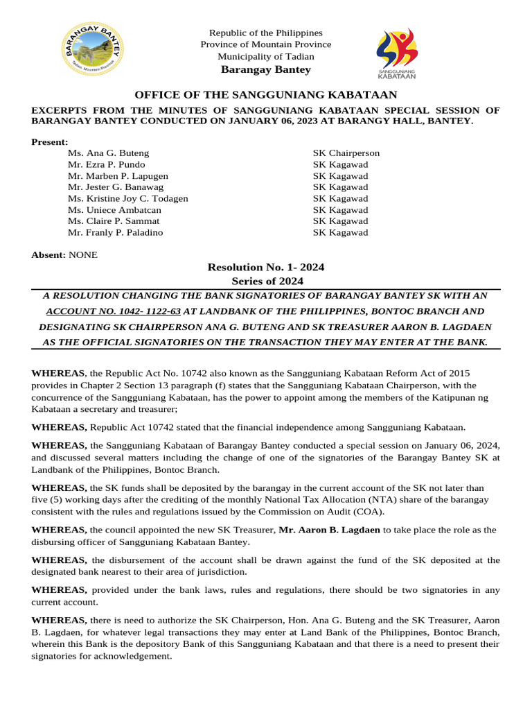 Final Resulution of Signatories | PDF | Banks