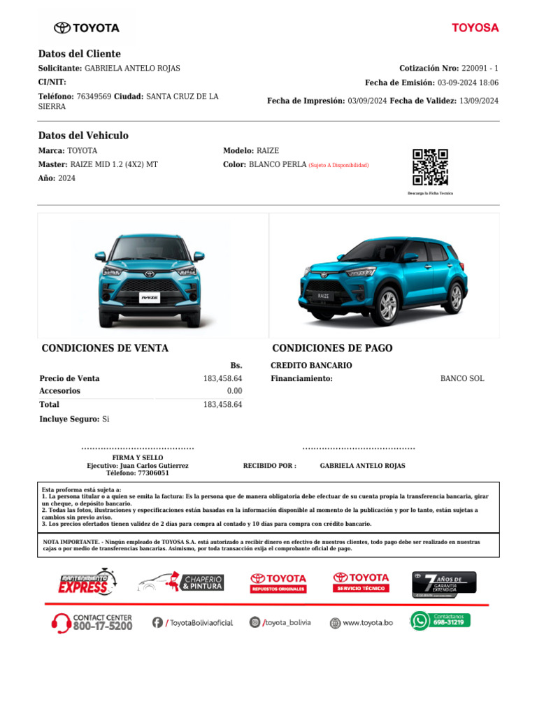 Raize Mid 1.2 (4X2) MT 2024 220091 1 | PDF | Bancos | Transferencia ...