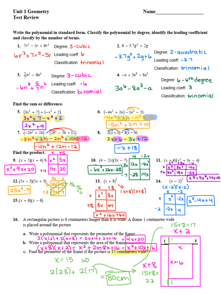 Geometry Polynomial Test Review | PDF | Mathematics | Mathematical Analysis
